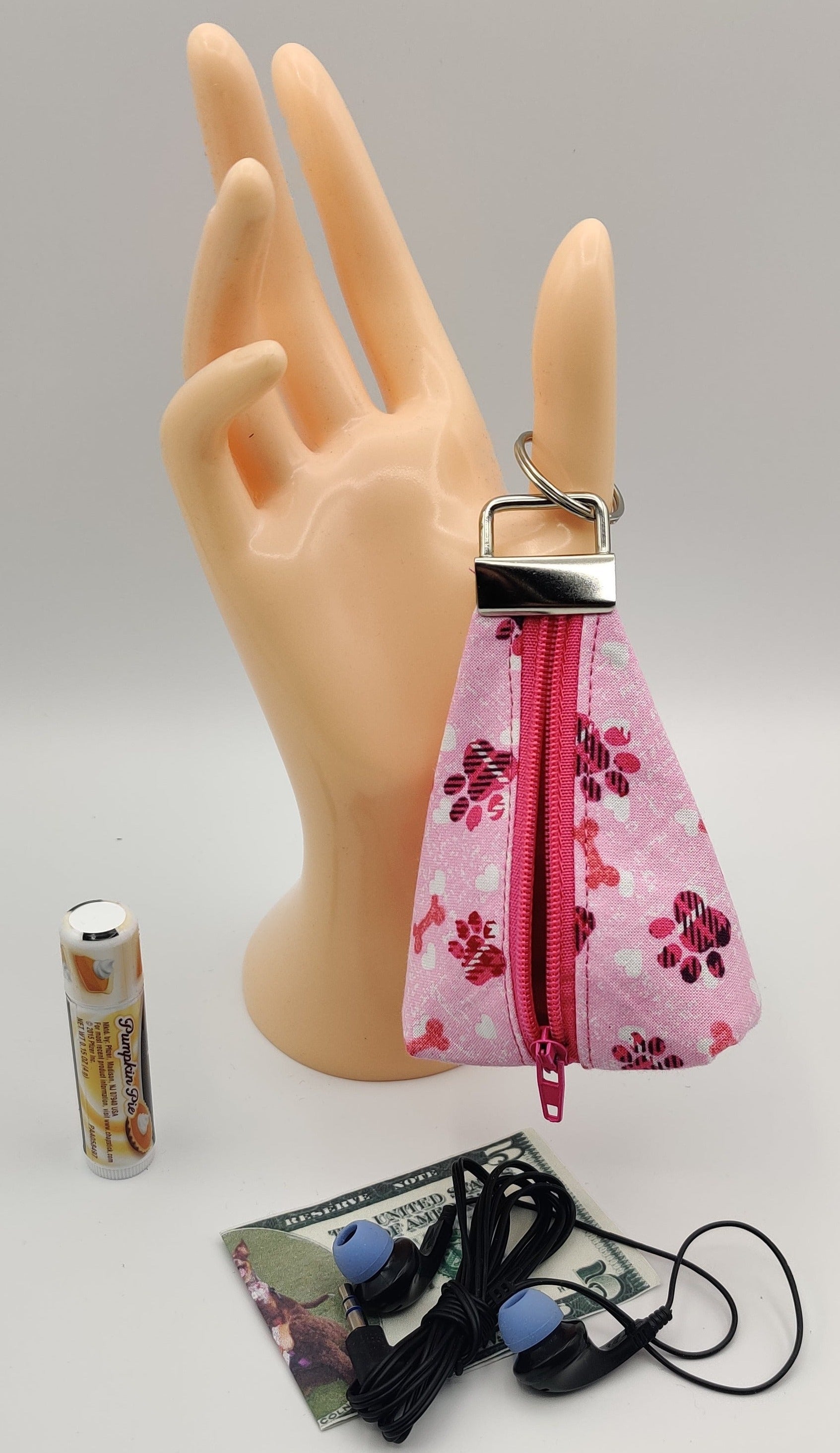 Key Fob Coin Purse - Pink Paws – Crafts by Maggie D, LLC